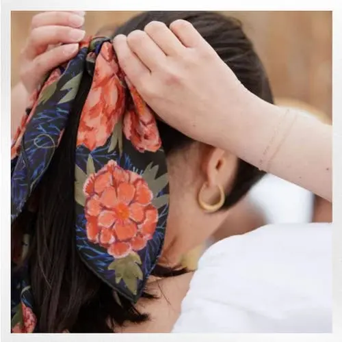 MATTY MILLER STUDIO 100% Silk Scarf Guadalupedark Floral Pattern